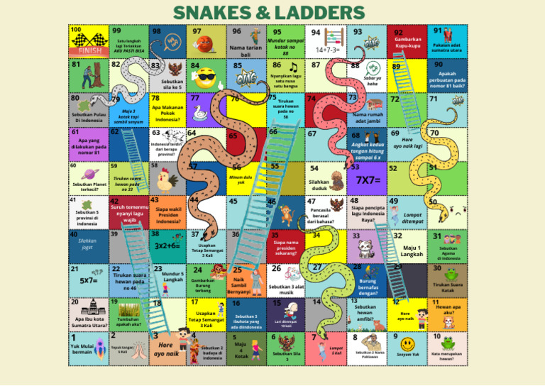 Snakes and Ladders Board Game A4 | PDF