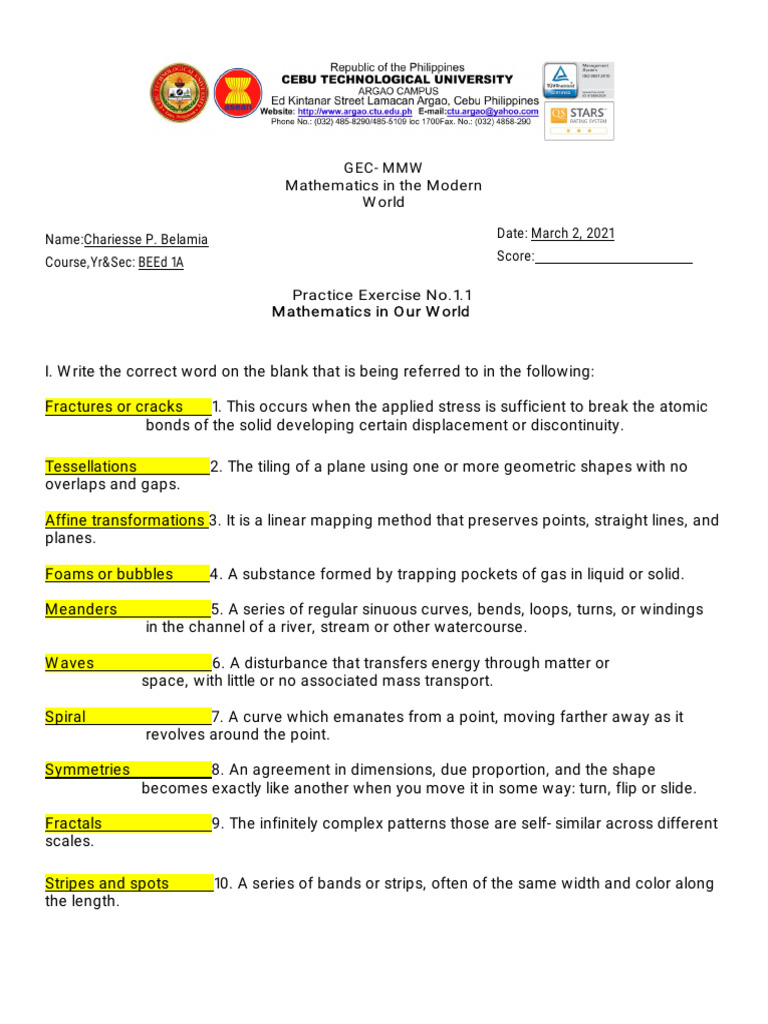 Practice Exercises 1.1 | PDF