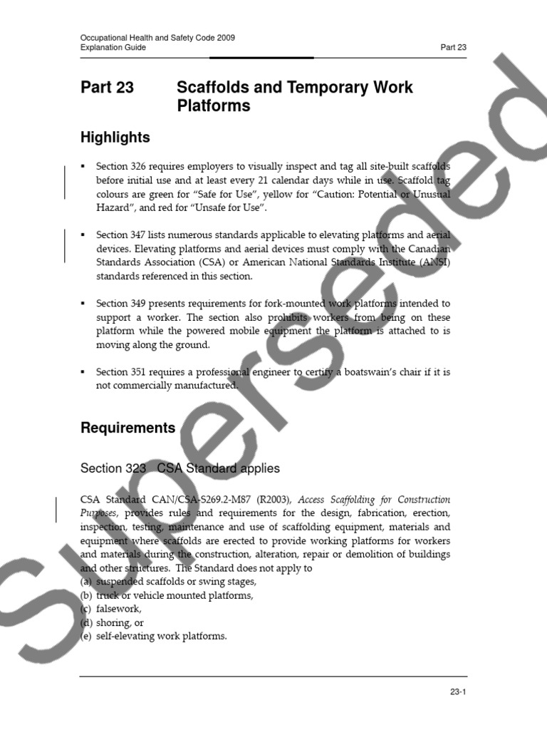 Part 23 Scaffolds and Temporary Work Platforms | PDF | Scaffolding | Lumber