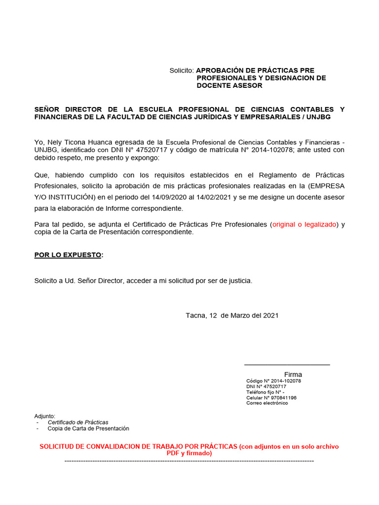 Solicitud de Practicas | PDF