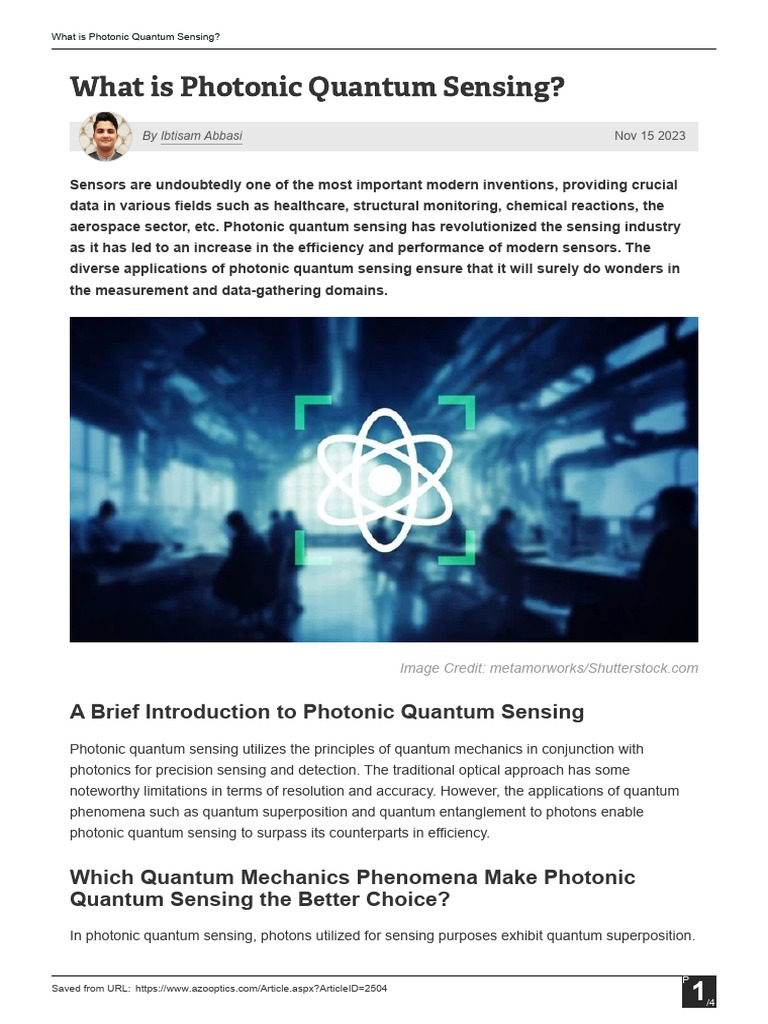 What Is Photonic Quantum Sensing | Download Free PDF | Quantum ...
