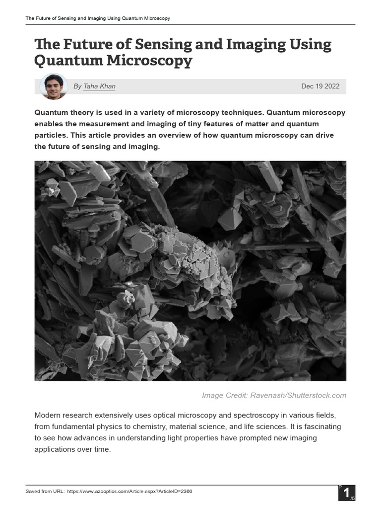 The Future of Sensing and Imaging Using Quantum Micros | PDF ...