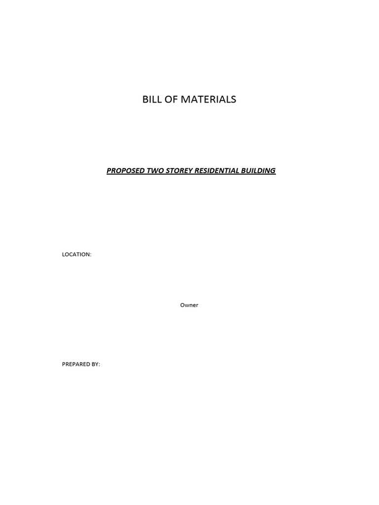 Boq Sample | PDF | Concrete | Foundation (Engineering)