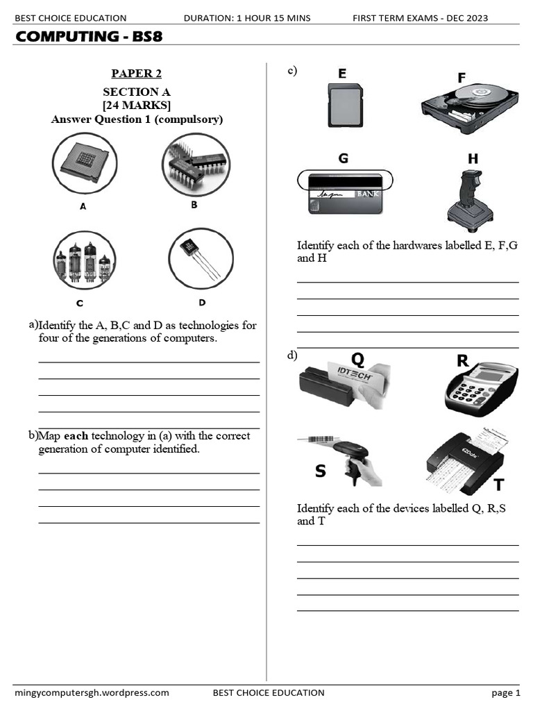T1 B8 Computing - Best Choice Education | PDF | Computer Data Storage | Printer (Computing)