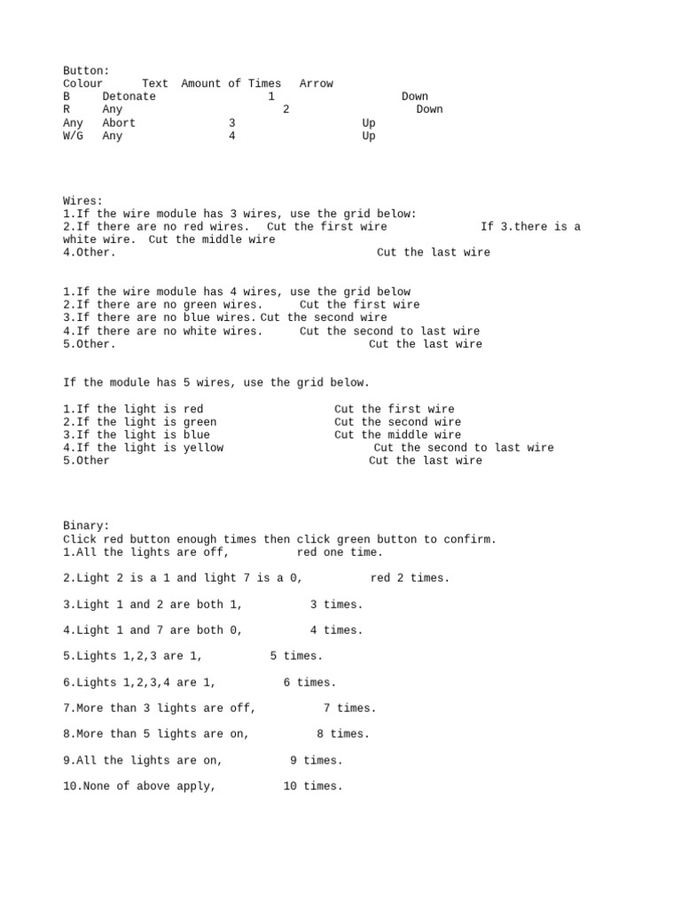 Defusal Instructions | PDF