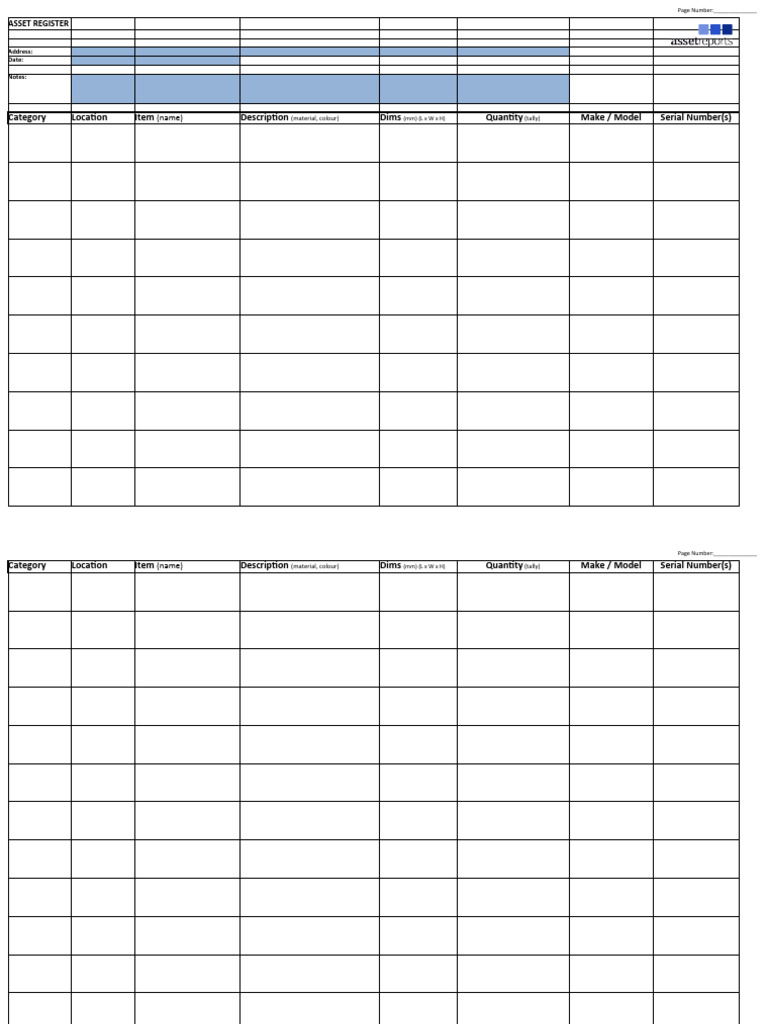 AR Asset Register Template | PDF | Computers
