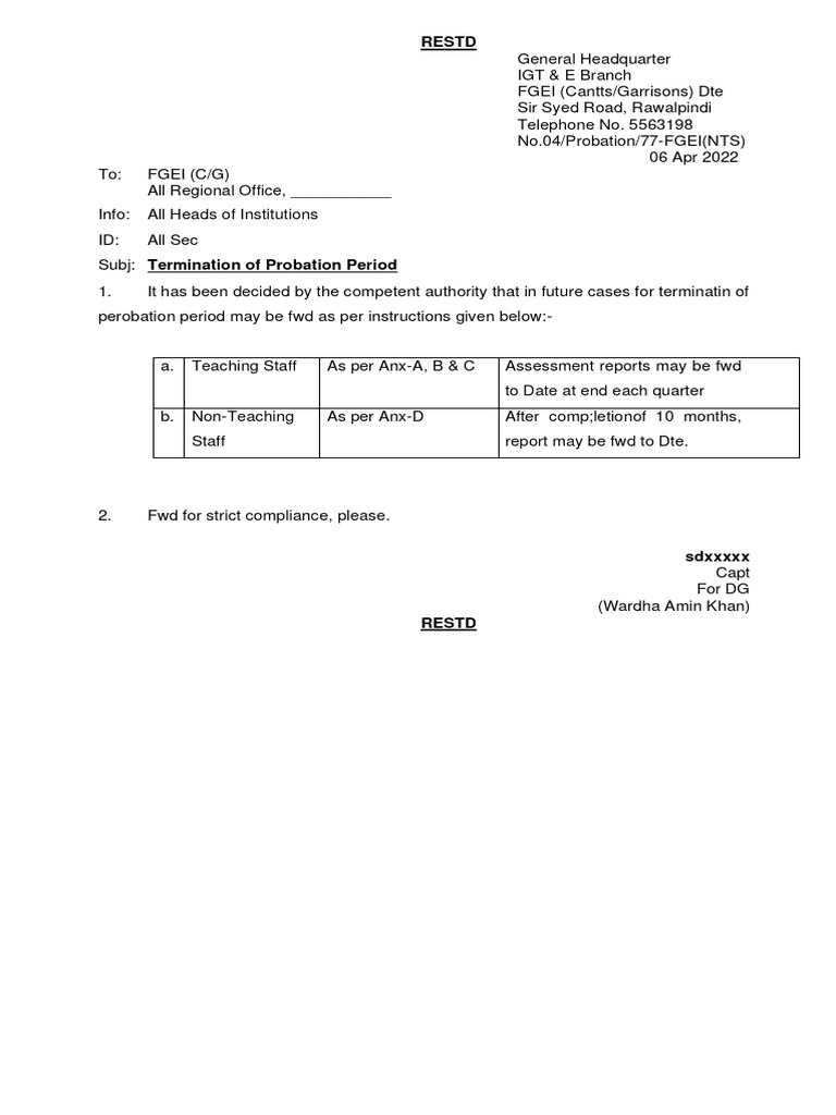 Guidelines for Probation Termination | PDF