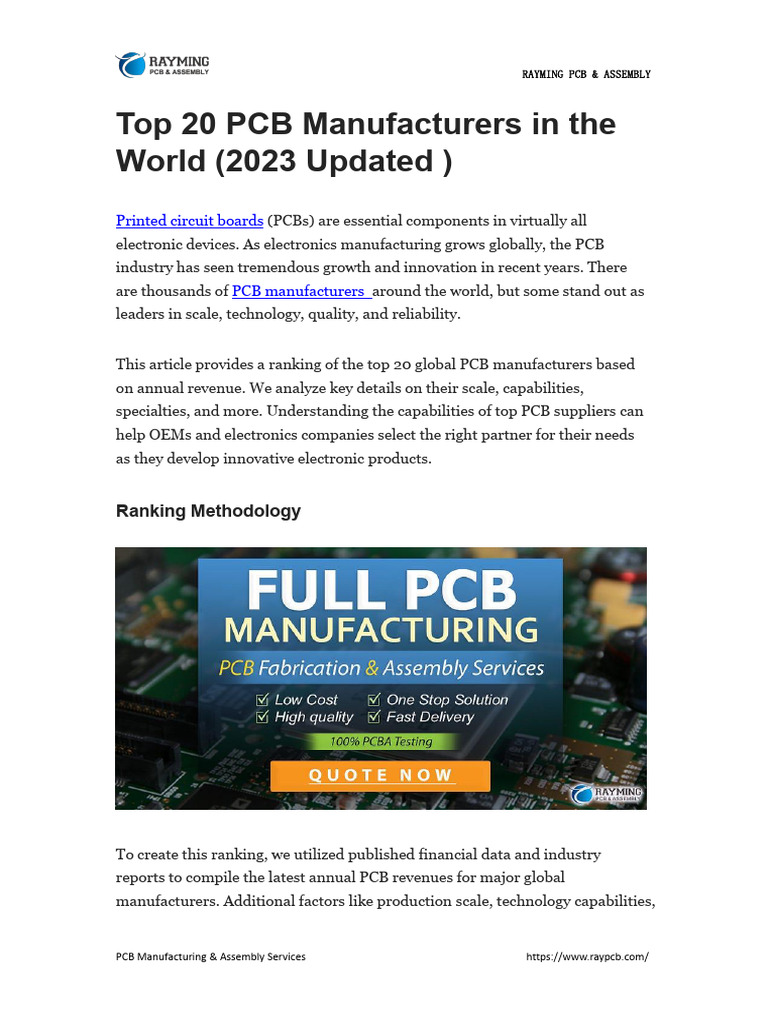 Top 20 Global PCB Manufacturers 2023 | PDF | Printed Circuit Board ...