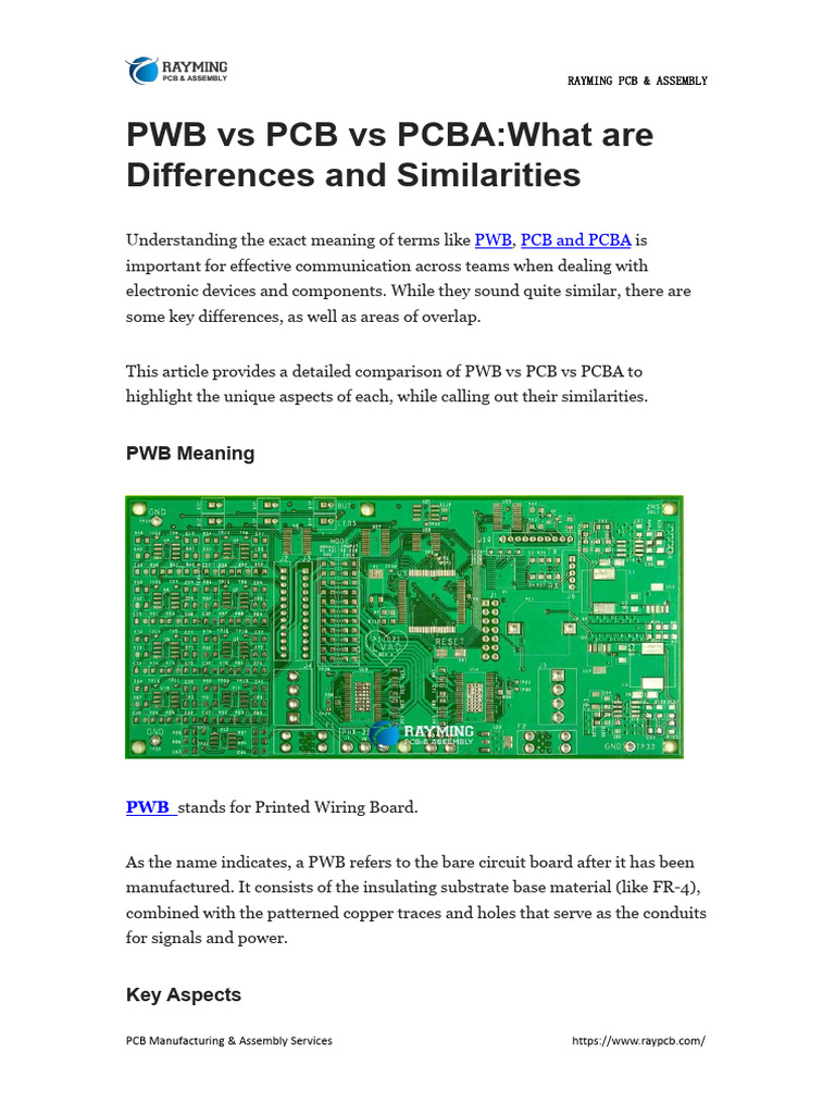 PWB Vs PCB Vs PCBAWhat Are Differences and Similarities | PDF | Printed ...