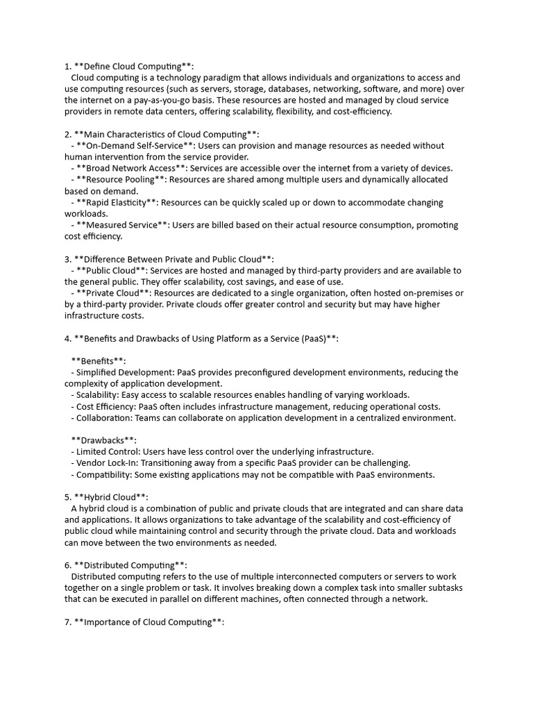 2 Marks | PDF | Cloud Computing | Platform As A Service 2 Marks | PDF | Cloud Computing | Platform As A Service