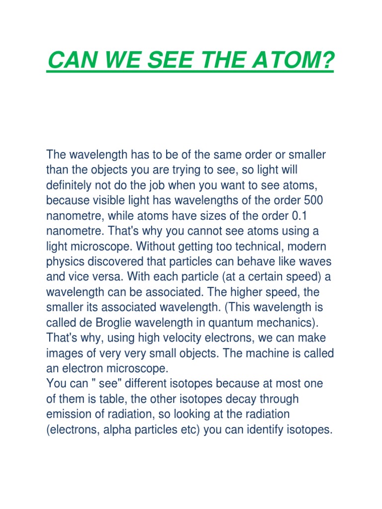Can We See The Atom | PDF