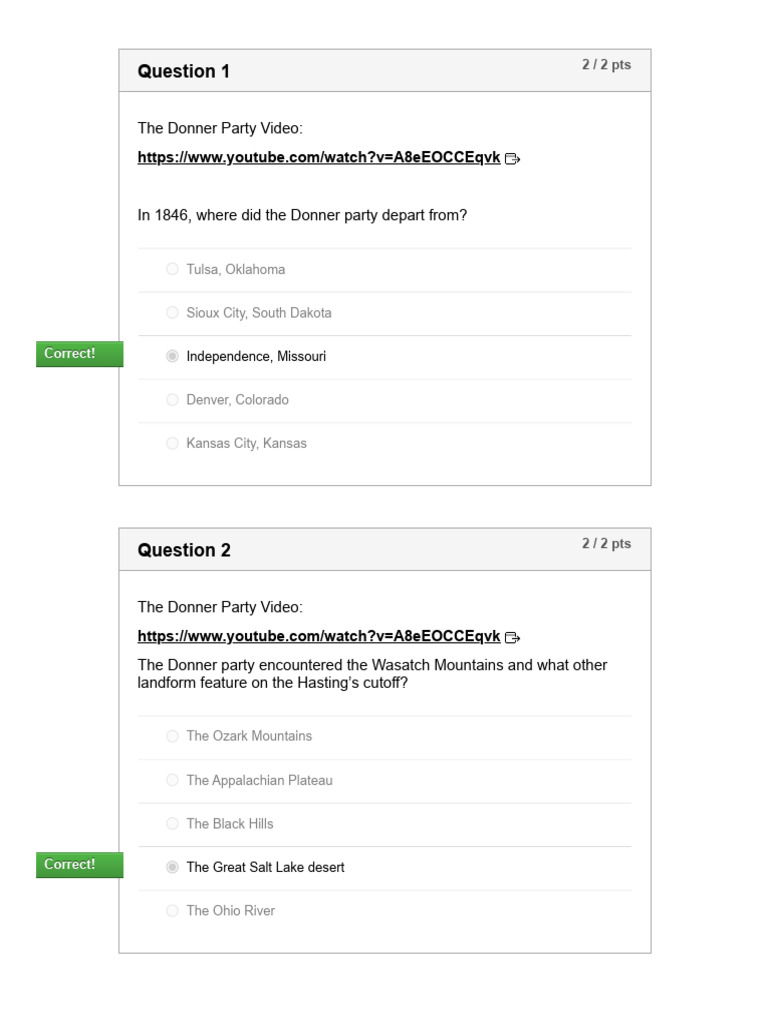 Donner Party Journey Quiz Questions | PDF | Natural Events | Weather