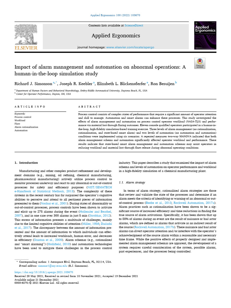 1 s2.0 S0003687021003173 Main | PDF | Automation | Simulation