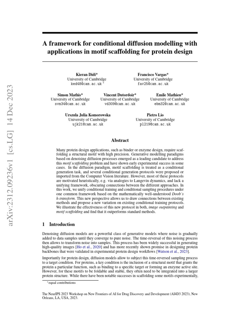 A Framework For Conditional Diffusion Modelling With Applications in ...