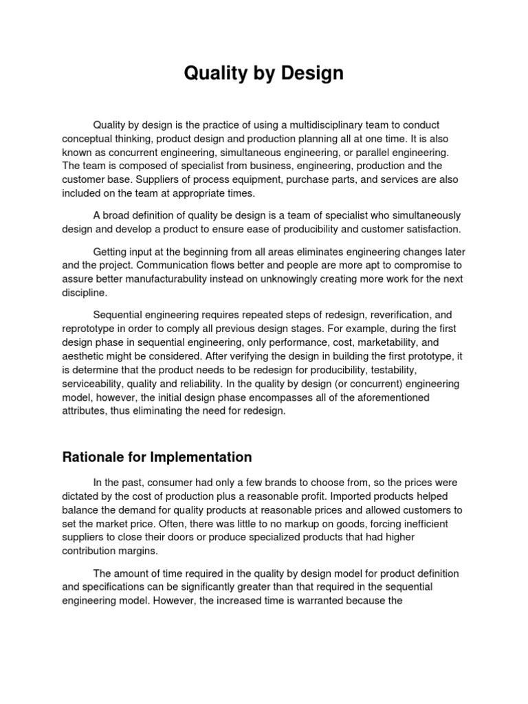 Quality by Design | PDF | Quality (Business) | New Product Development