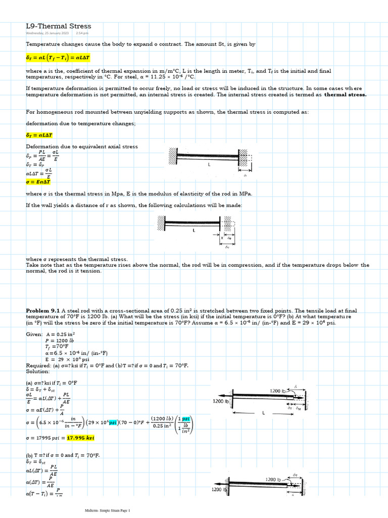 L9 Thermal Stress | Download Free PDF | Stress (Mechanics) | Deformation (Engineering)