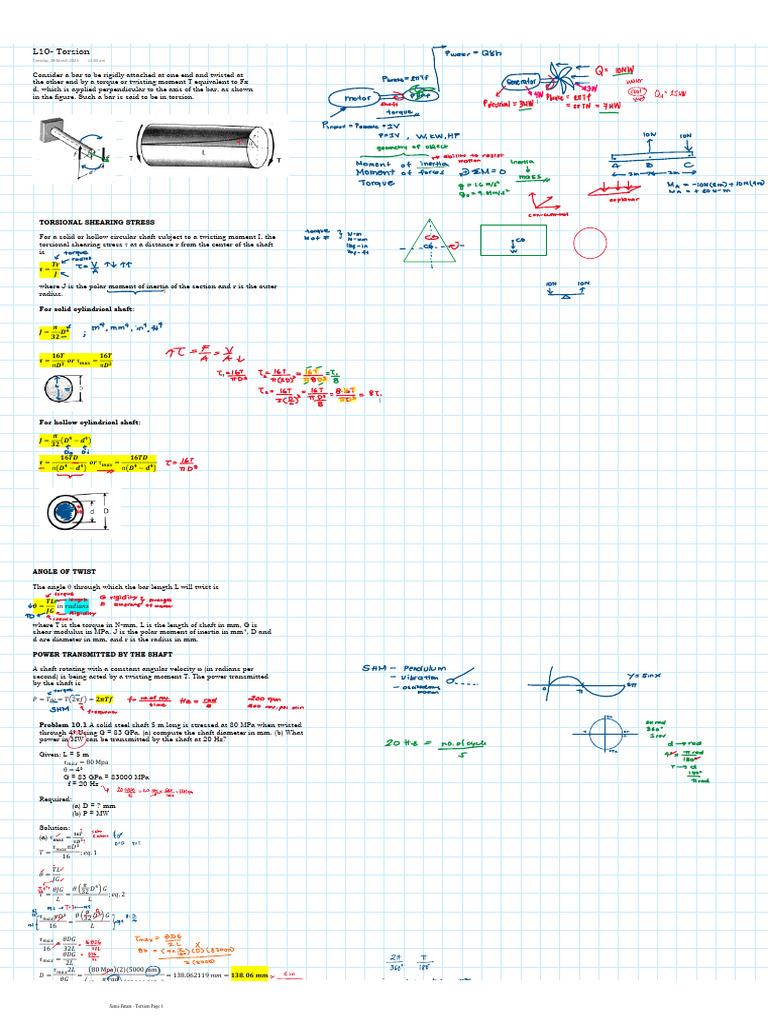 L10 Torsion | PDF | Torque | Rotation