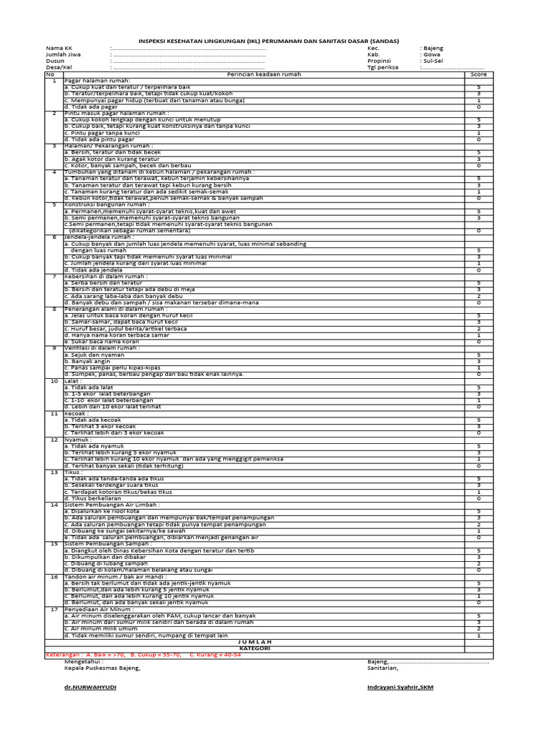 Formulir IKL Perumahan Dan SANDAS | PDF