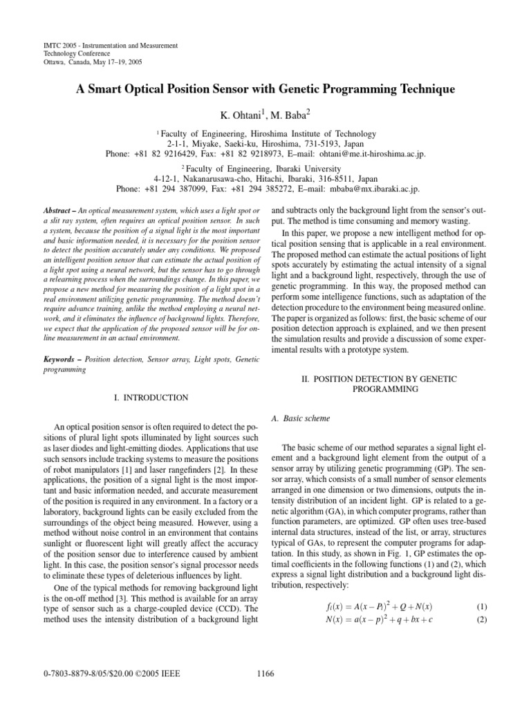 A Smart Optical Position Sensor With Genetic Programming Techniq | PDF | Signal To Noise Ratio ...