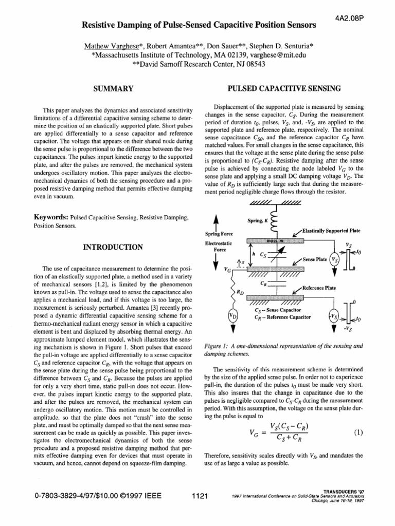 Resistive Damping of Pulsesensed Capacitive Position Sensors | PDF ...