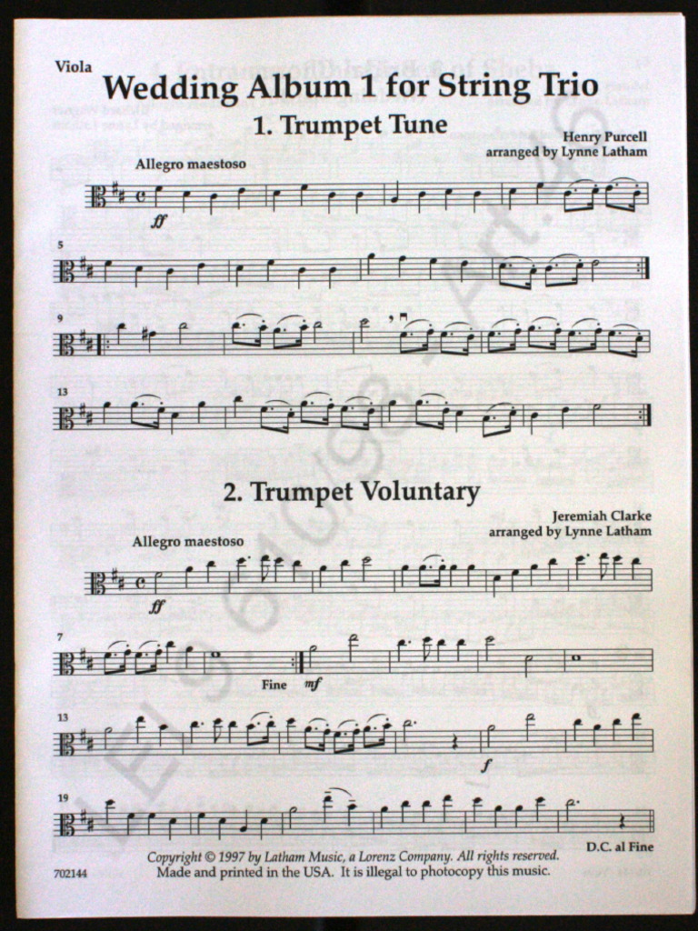Wedding Album For String Trio Viola Part | PDF