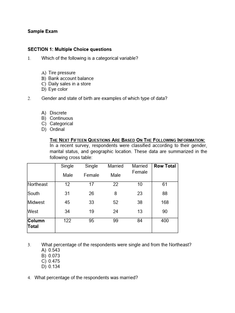 Sample Exam SFM - 2020 | PDF | Mean | Standard Deviation