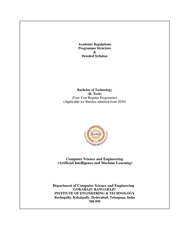 Computer Science And Engineering Aiml Pdf Course Credit Academic Degree 