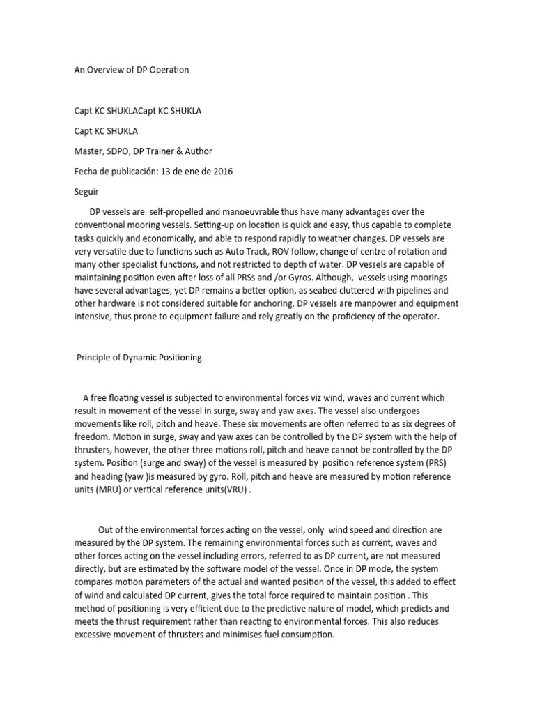 An Overview of DP Operation | PDF | Risk | Underwater Diving