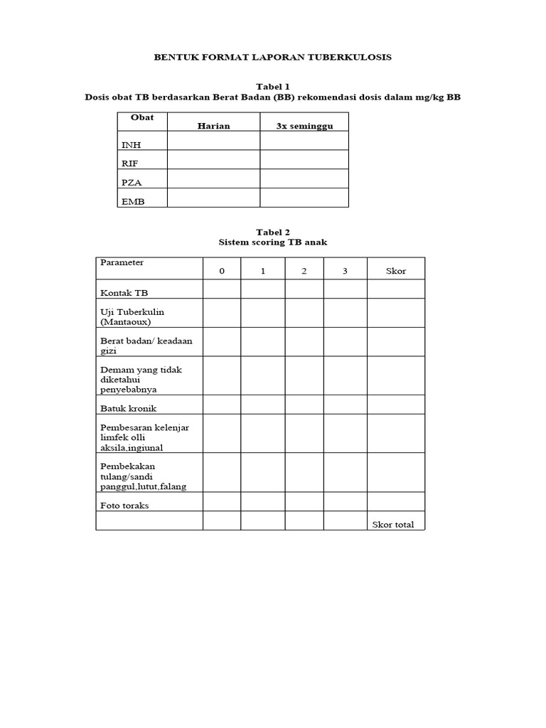 Bentuk Format Laporan Tuberkulosis2 | PDF