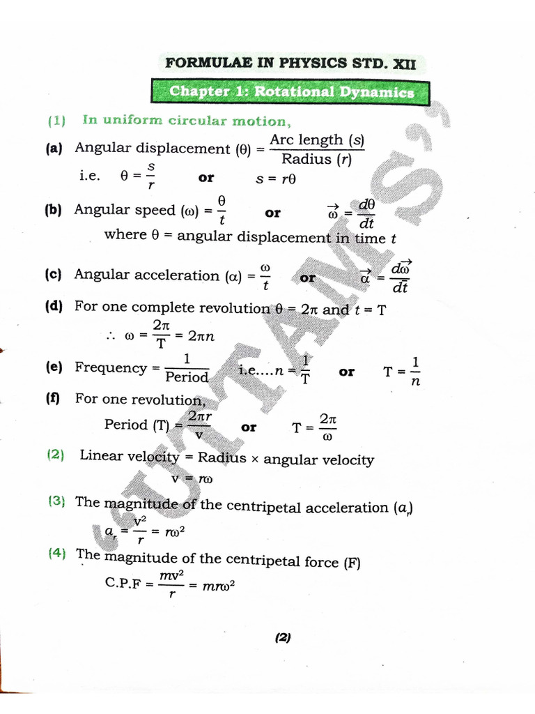 HSC Physics All Chapter Formulas | PDF