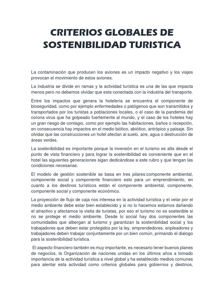 Criterios Globales de Sostenibilidad Turistica | PDF | Turismo | Sustentabilidad