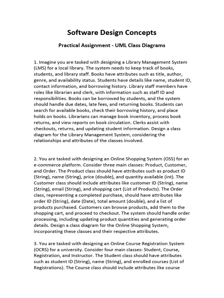 Software Design Concepts - Class Diagram Assignement | PDF | Career ...