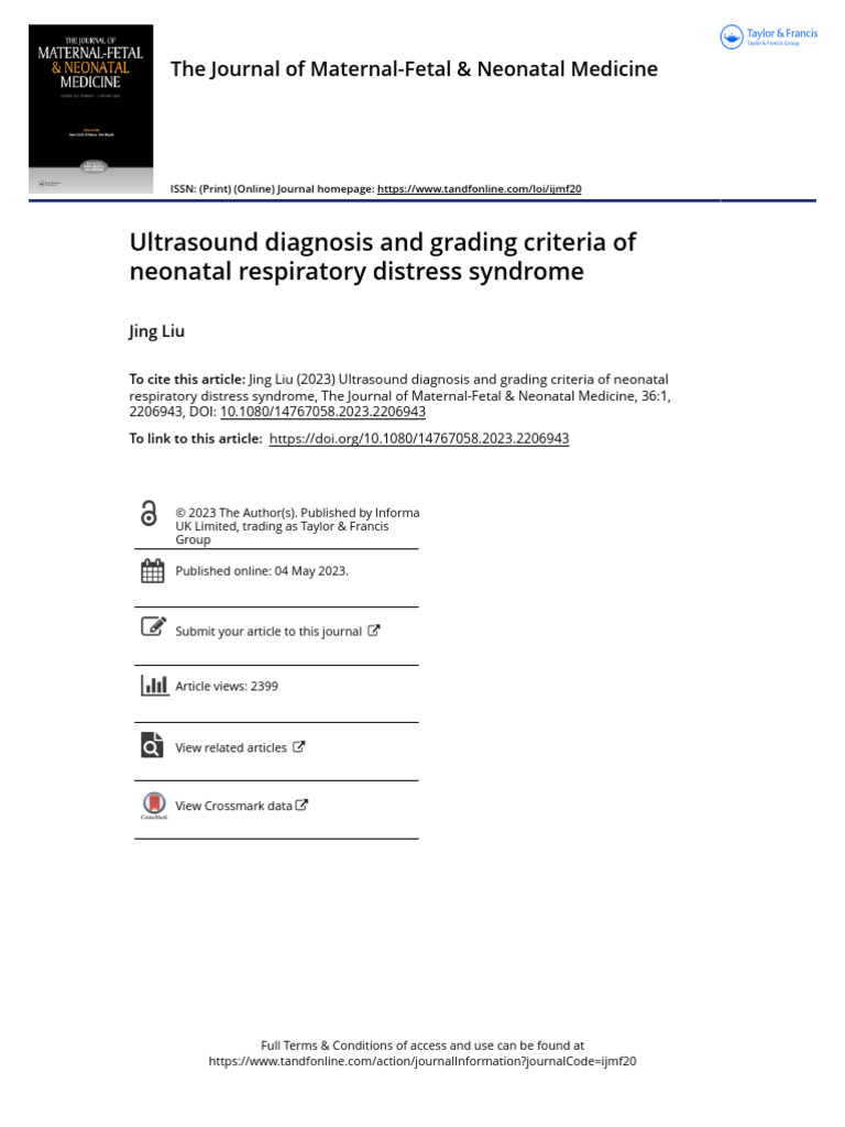 Ultrasound Diagnosis and Grading Criteria of Neonatal Respiratory ...