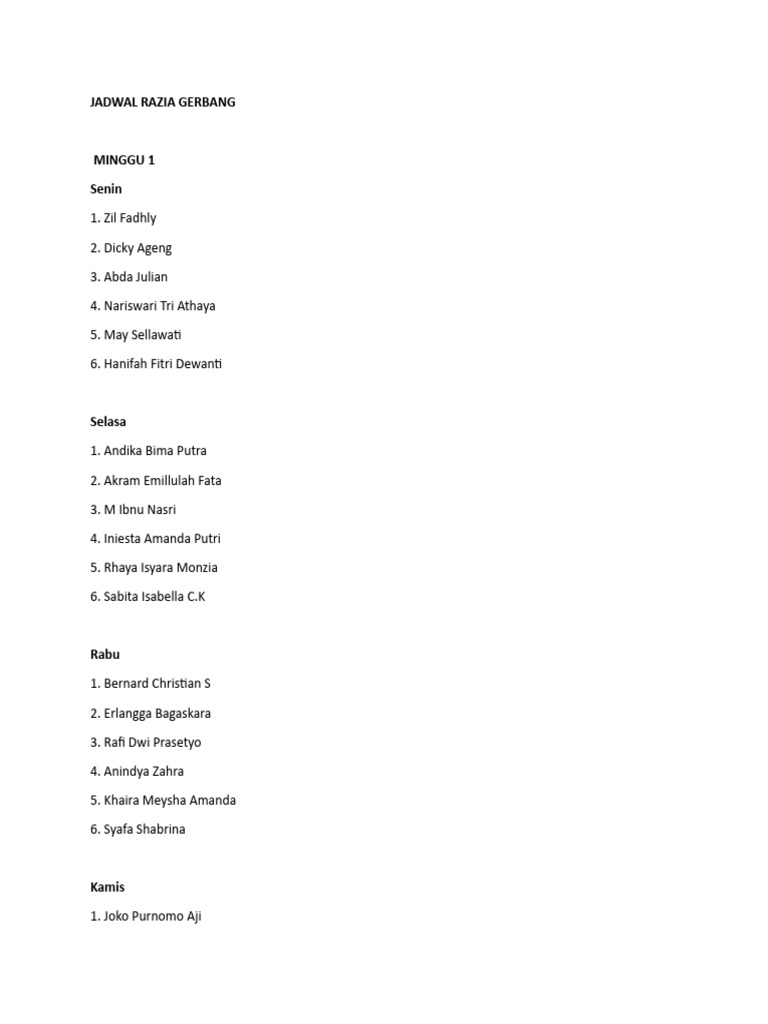 Jadwal Razia 2 | PDF