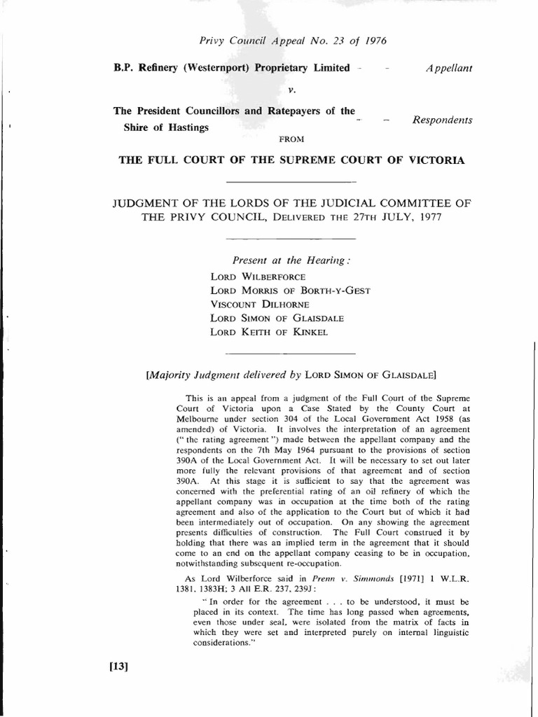 BP Refinery v Hastings Case Analysis | PDF | Law