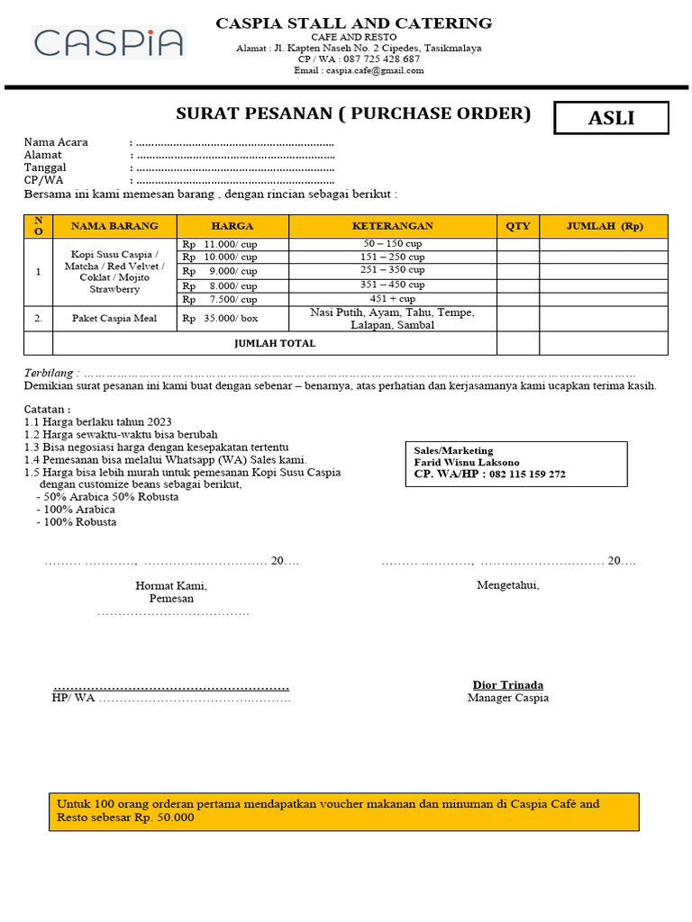 (Revisi) Po Caspia Stall and Catering Oktober 2023 | PDF