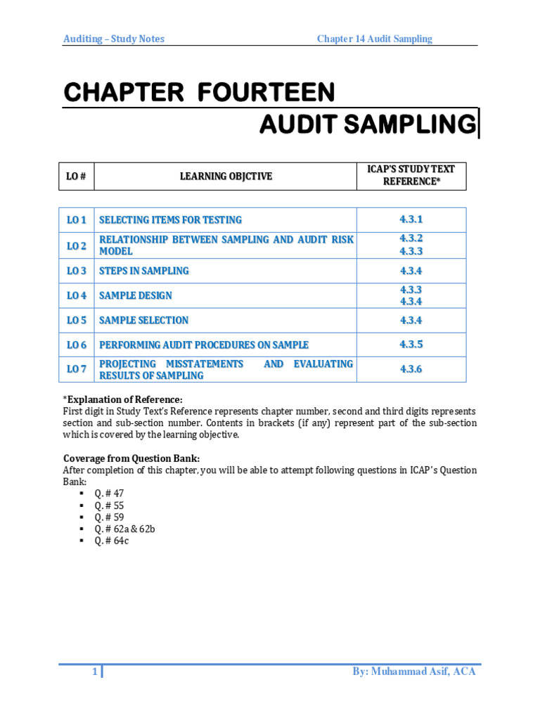 Chapter 14 Audit Sampling | PDF | Sampling (Statistics) | Audit