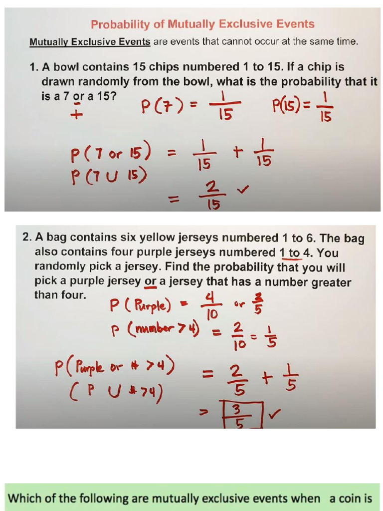 Mutually Exclusive and Not Mutually Exclusive | PDF | Mathematical ...