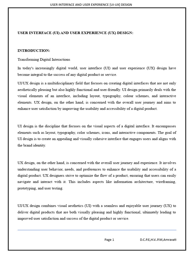 Ui Ux Seminar Report Sample | PDF | Usability | User Interface Design