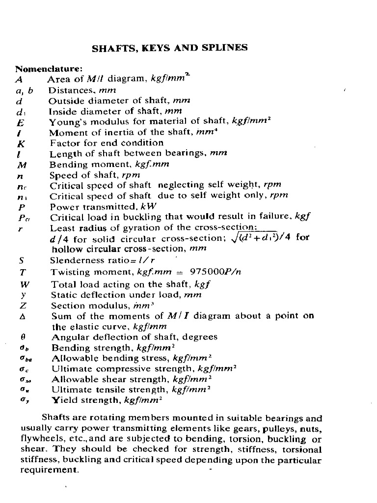 Shafts Keys and Splines | PDF