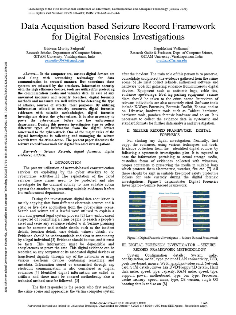 Data Acquisition Based Seizure Record Framework For Digital Forensics Investigations | PDF ...