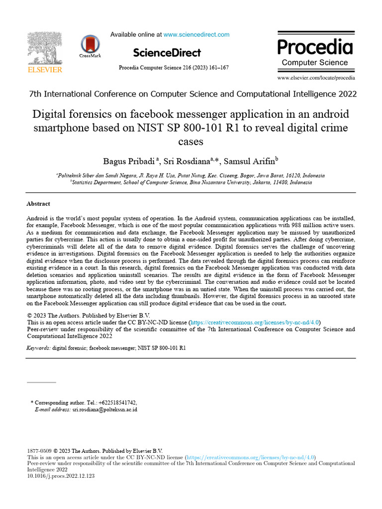 Digital Forensics On Facebook Messenger Application in An Android ...
