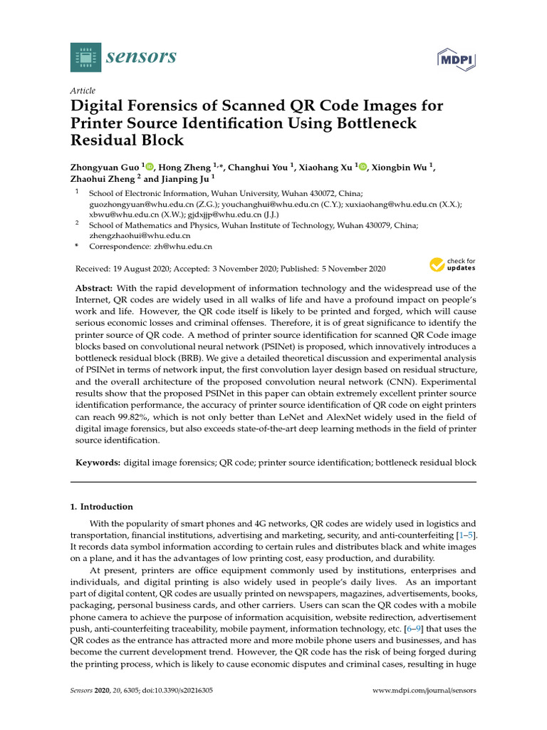 Digital Forensics of Scanned QR Code Images For Printer Source ...