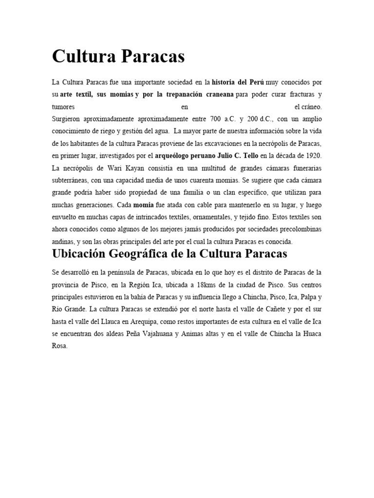 Cultura Paracas | PDF