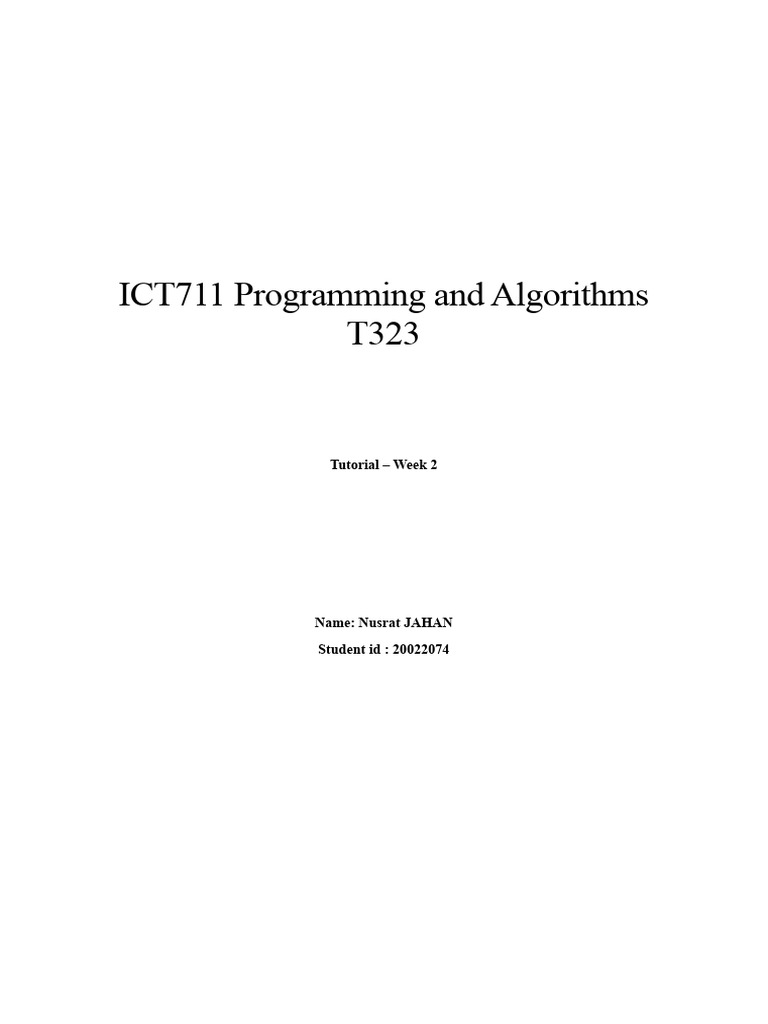 Tutorial Week 2 | PDF | Variable (Computer Science) | Computer Program