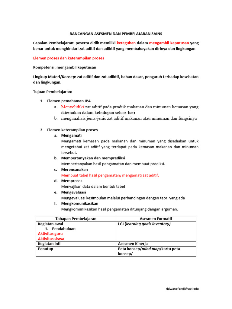 Contoh Template Asesmen Formatif - Apel Dalam Kegelapan | PDF
