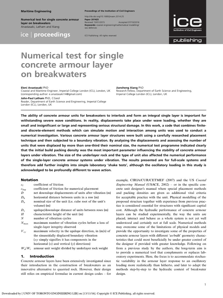 Numerical Test For Single Concrete Armour Layer On Breakwaters | PDF ...