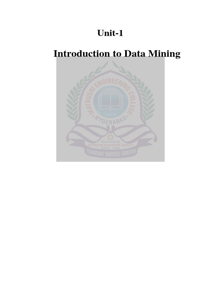 Unit-1 Introduction To Data Mining | PDF | Data Mining | Cluster Analysis