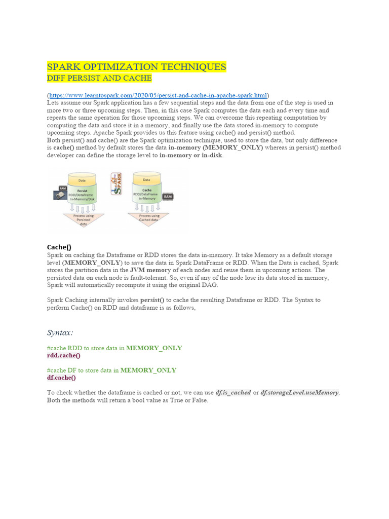 My ApacheSpark Documentation | Download Free PDF | Computer Data Storage | Cache (Computing)