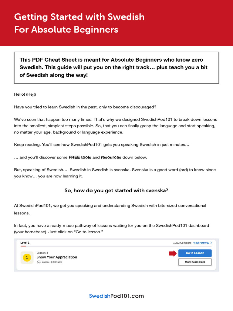 Getting Started Swedish | PDF | Communication | Linguistics